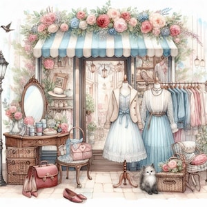 Vintage Fashion Boutique Printable JPG, Shabby Chic Wardrobe Digital ...