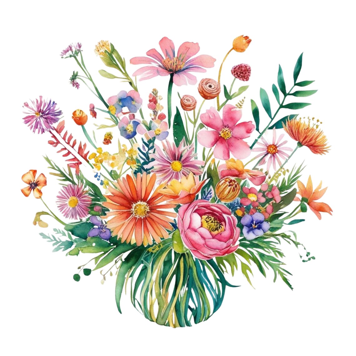 Whimsical Flowers Clip Art/10 High Res Watercolour Jpg/junk Journal ...