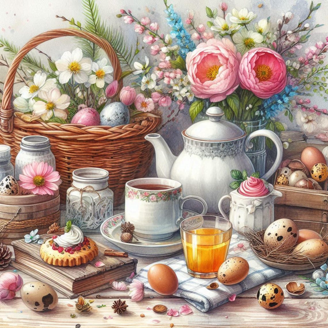 Cozy Spring Clip Art Bundle 10 High Res Watercolour Jpgs for Junk ...