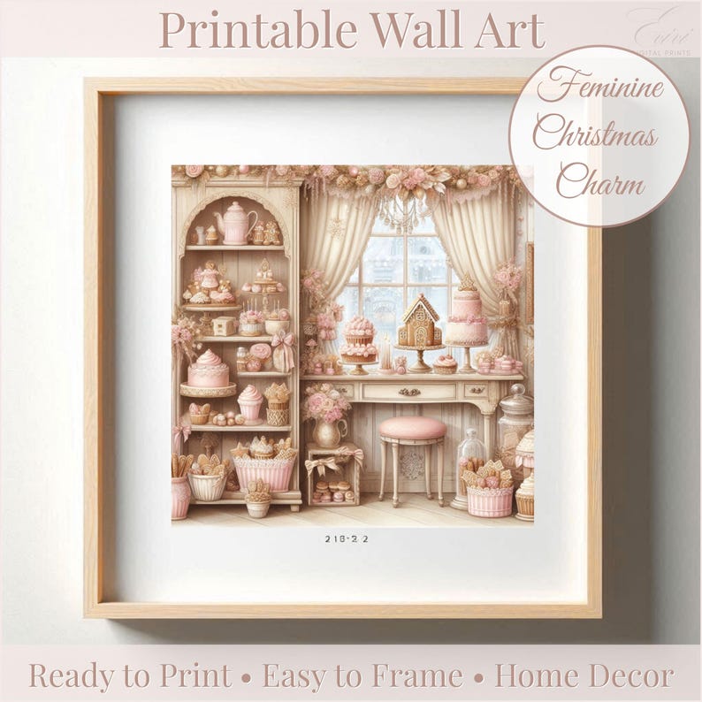 Shabby Chic Gingerbread Bakery Clipart Set, Pink Christmas Cottage Jpg ...