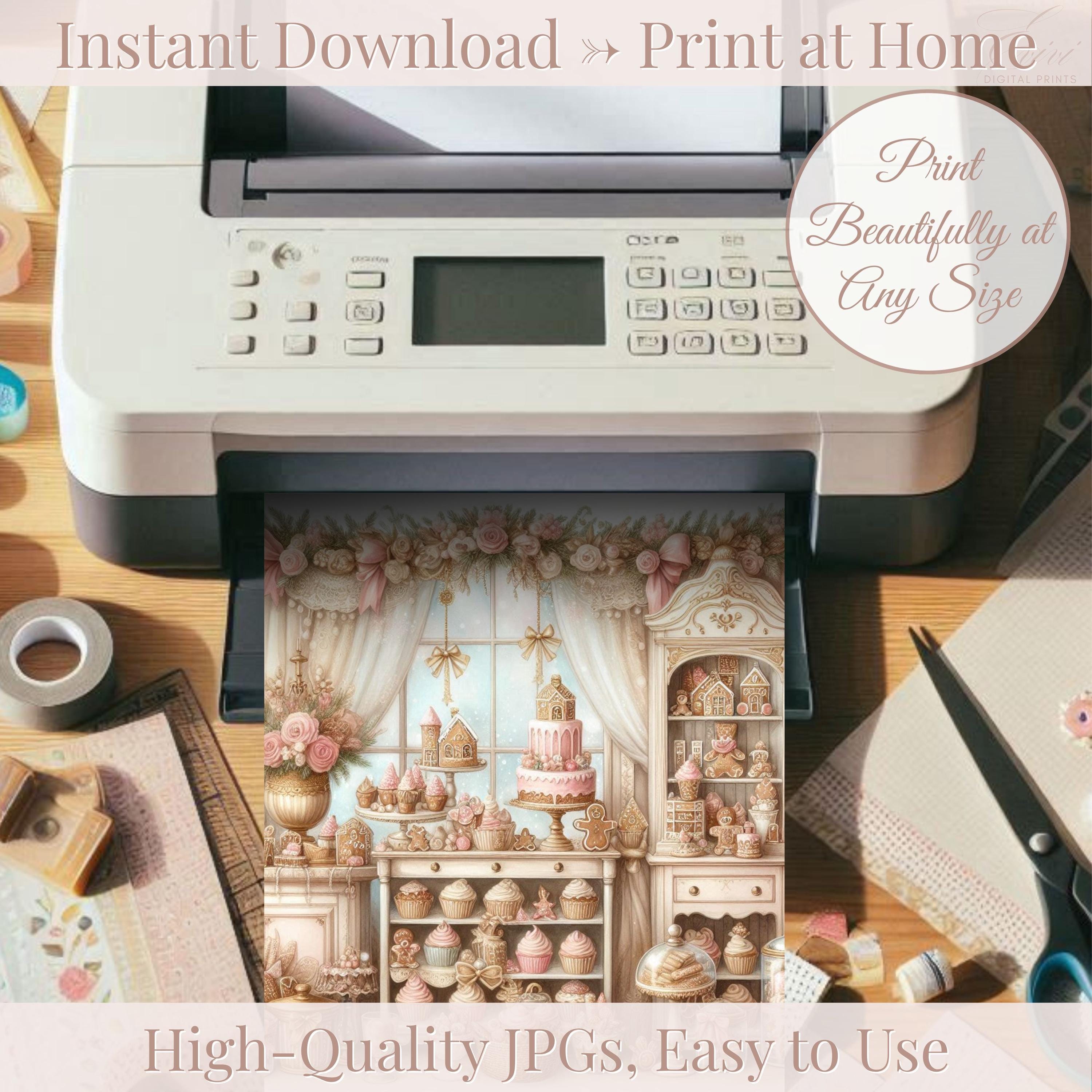 Shabby Chic Gingerbread Bakery Clipart Set, Pink Christmas Cottage Jpg ...