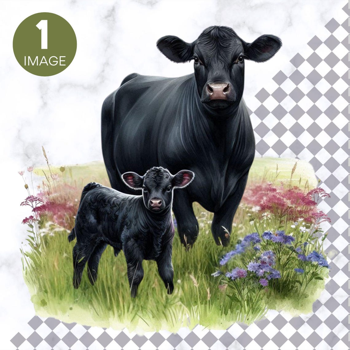 Cattle PNG, Cow and Calf Clip Art, Beef Cows PNG, Black Angus, Digital ...