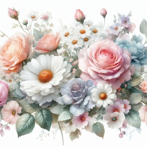 Shabby Chic Flowers Clip Art Bundle 10 High Res Watercolour Jpgs for ...