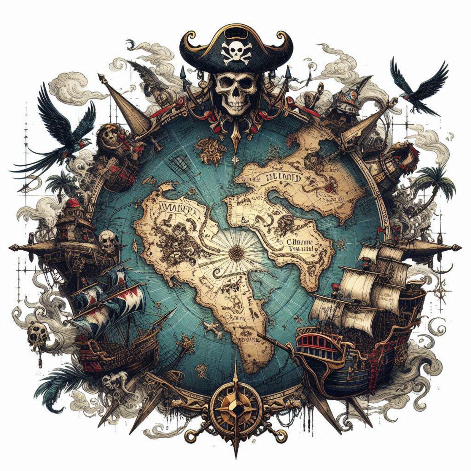 Pirate Map PNG Clipart Bundle – 14 Vintage Treasure Map Pngs, Old ...