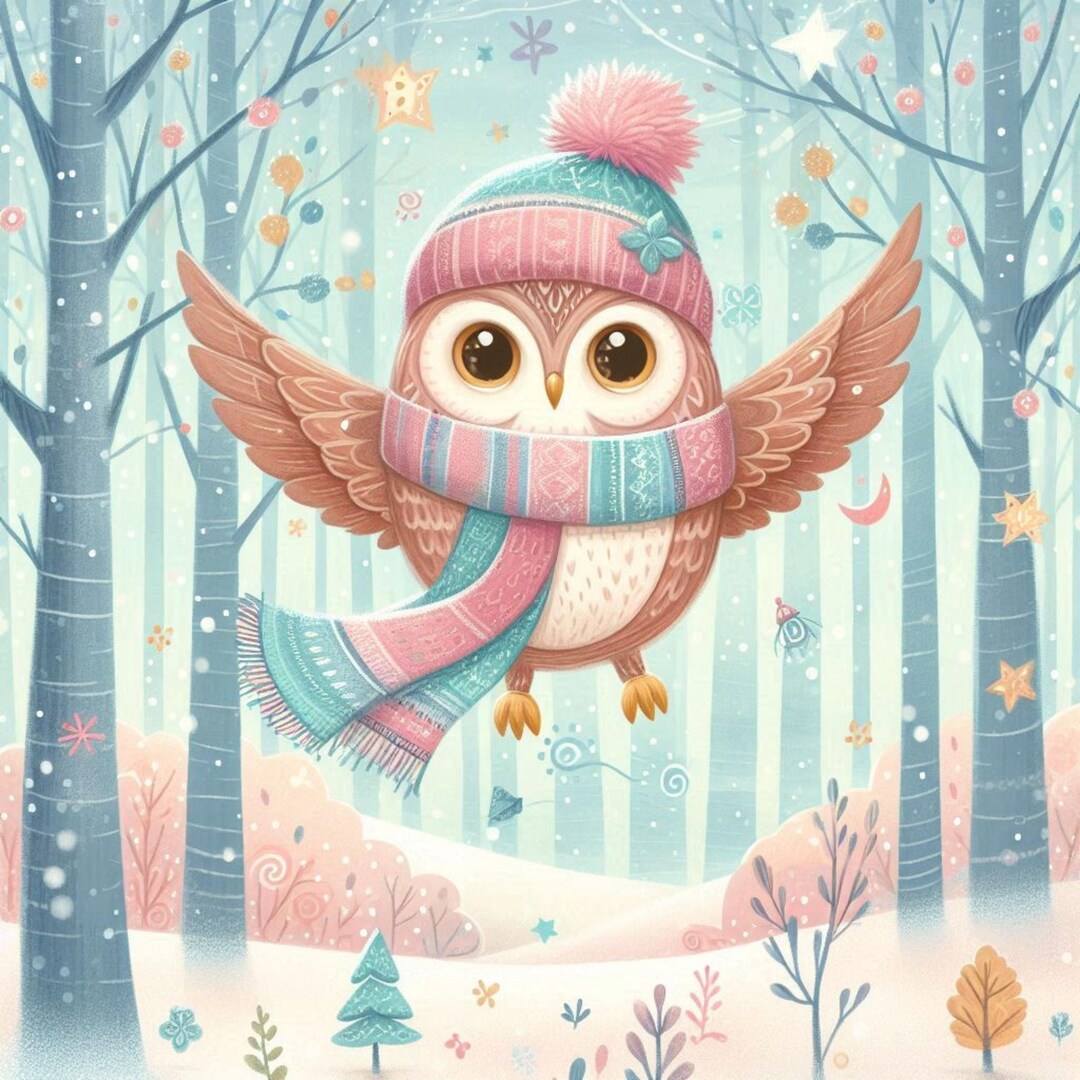 Whimsical Pastel Owl Clipart Bundle, Nursery Decor Watercolor Jpgs ...
