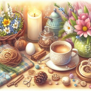 Cozy Spring Clip Art Bundle 10 High Res Watercolour Jpgs for Junk ...