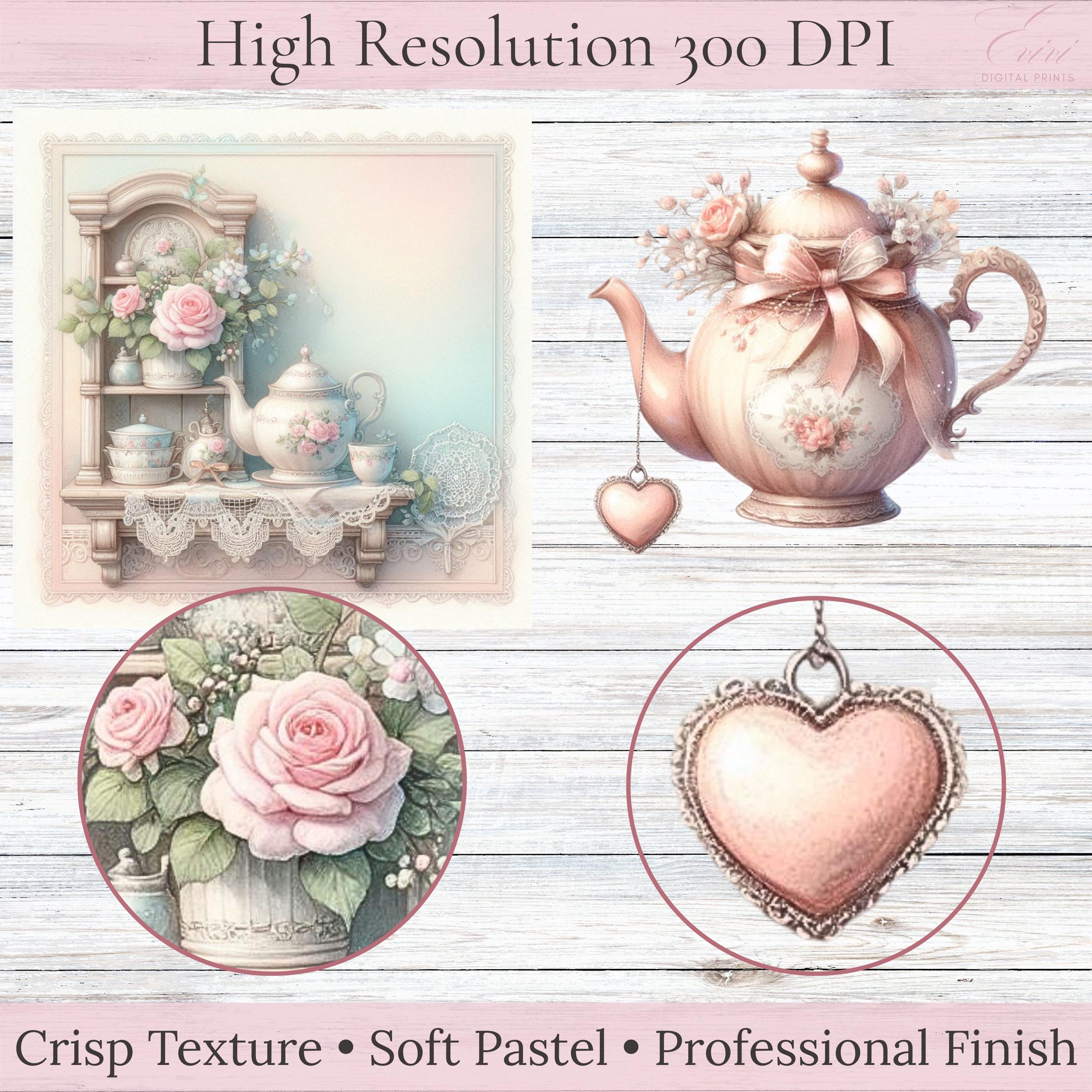 Spring Teacup Clipart Bundle • JPG + PNG Collab Pack • Soft Pastel ...