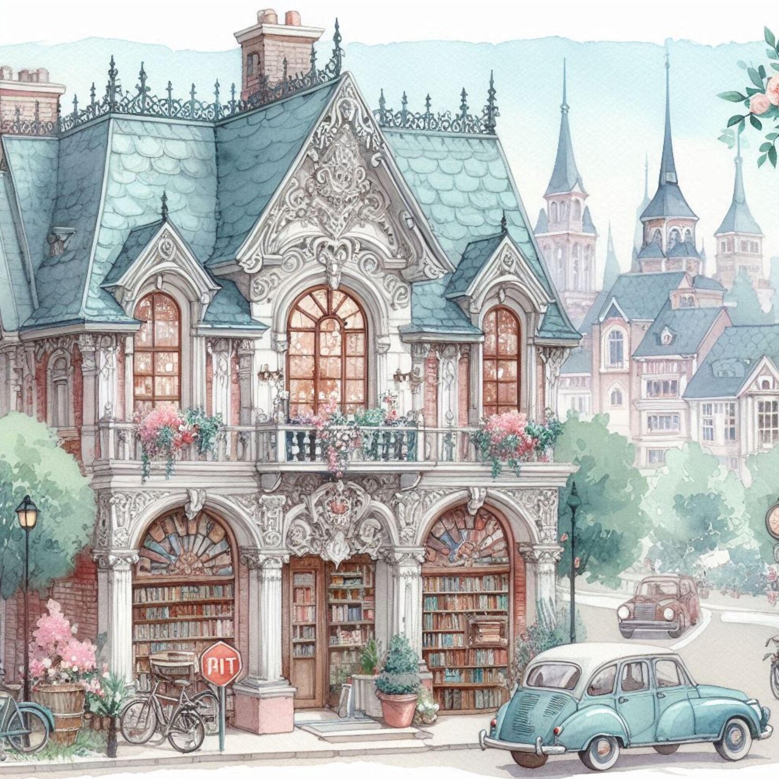 Shabby Chic Library 2 Clipart Bundle/10 Watercolour Jpgs Junk Journal ...