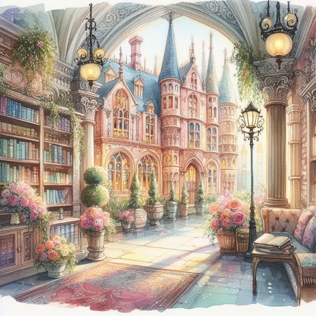 Shabby Chic Library 2 Clipart Bundle/10 Watercolour Jpgs Junk Journal ...