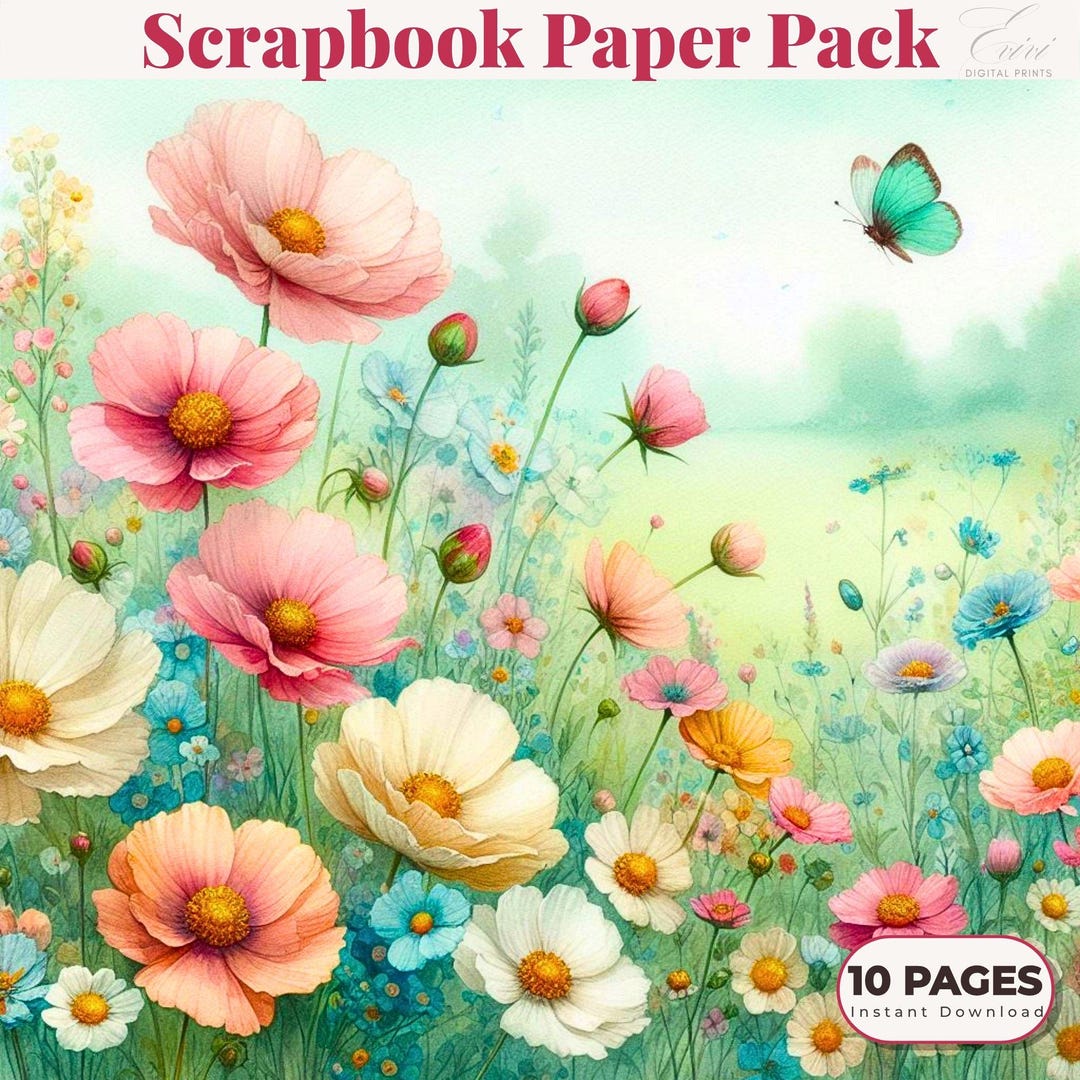 Spring Scrapbook Paper Pack, Shabby Chic Floral Printable Pages ...