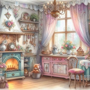 Shabby Chic Fairytale Kitchen Clipart Pack/10 Watercolour Jpgs/junk ...