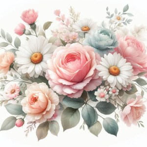 Shabby Chic Flowers Clip Art Bundle 10 High Res Watercolour Jpgs for ...