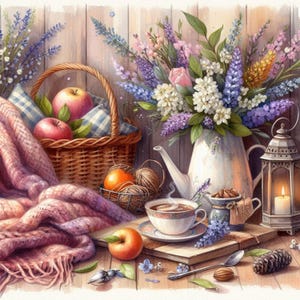 Cozy Spring Clip Art Bundle 10 High Res Watercolour Jpgs for Junk ...