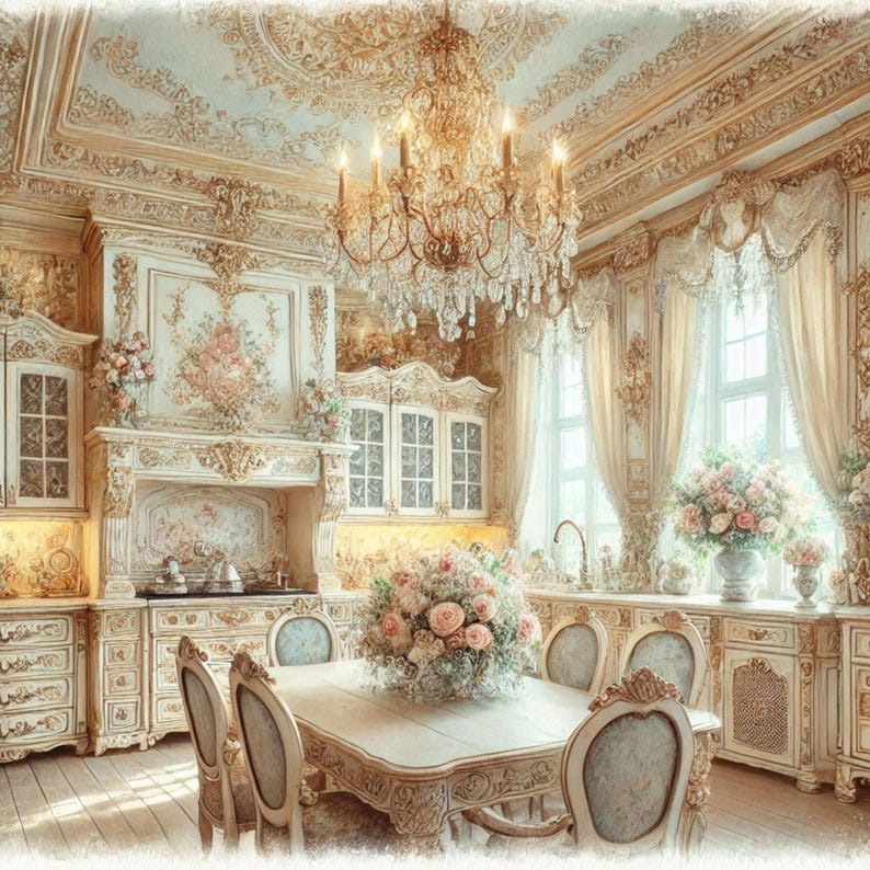 Rococo Kitchen Clipart Bundle 10 High Res Watercolor JPG for Junk ...