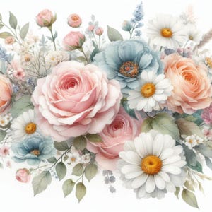 Shabby Chic Flowers Clip Art Bundle 10 High Res Watercolour Jpgs for ...