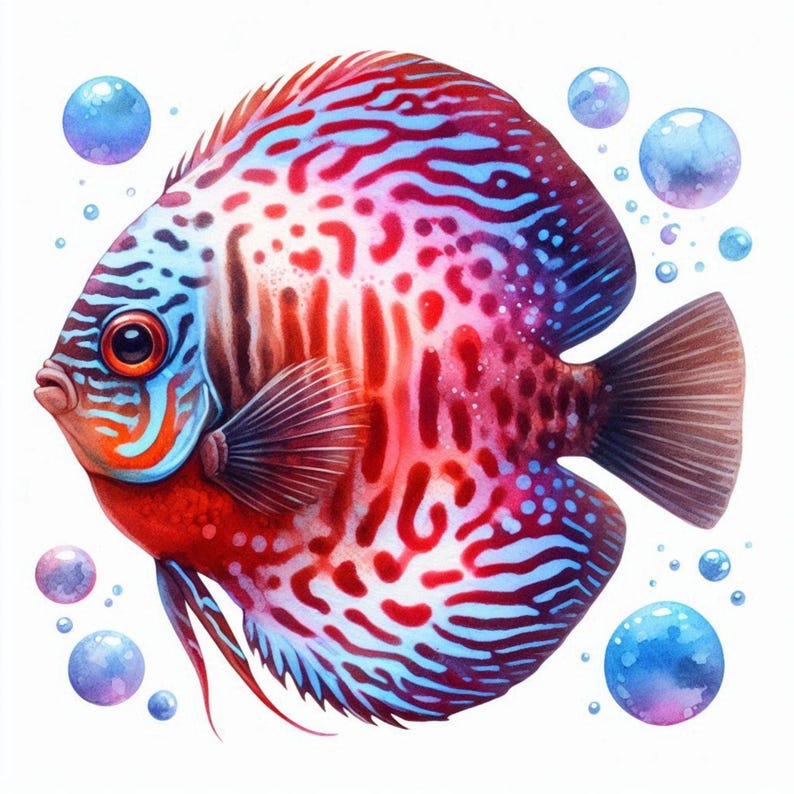 Discus Fish Clip Art Bundle/10 High Res Watercolour Jpg/junk Journal ...