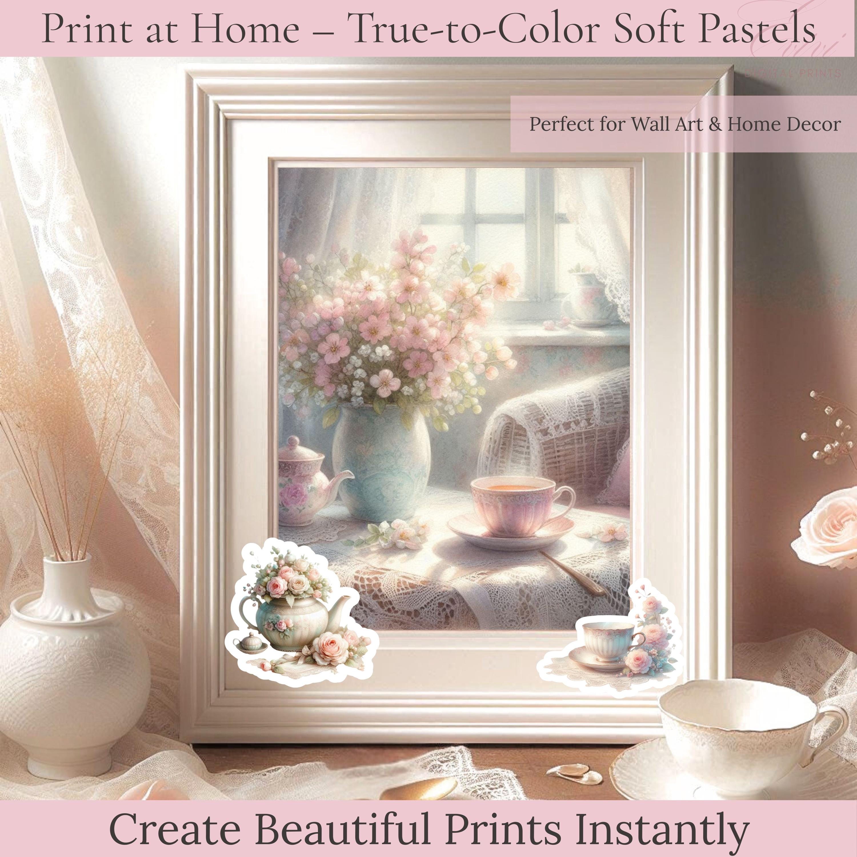 Spring Teacup Clipart Bundle • JPG + PNG Collab Pack • Soft Pastel ...