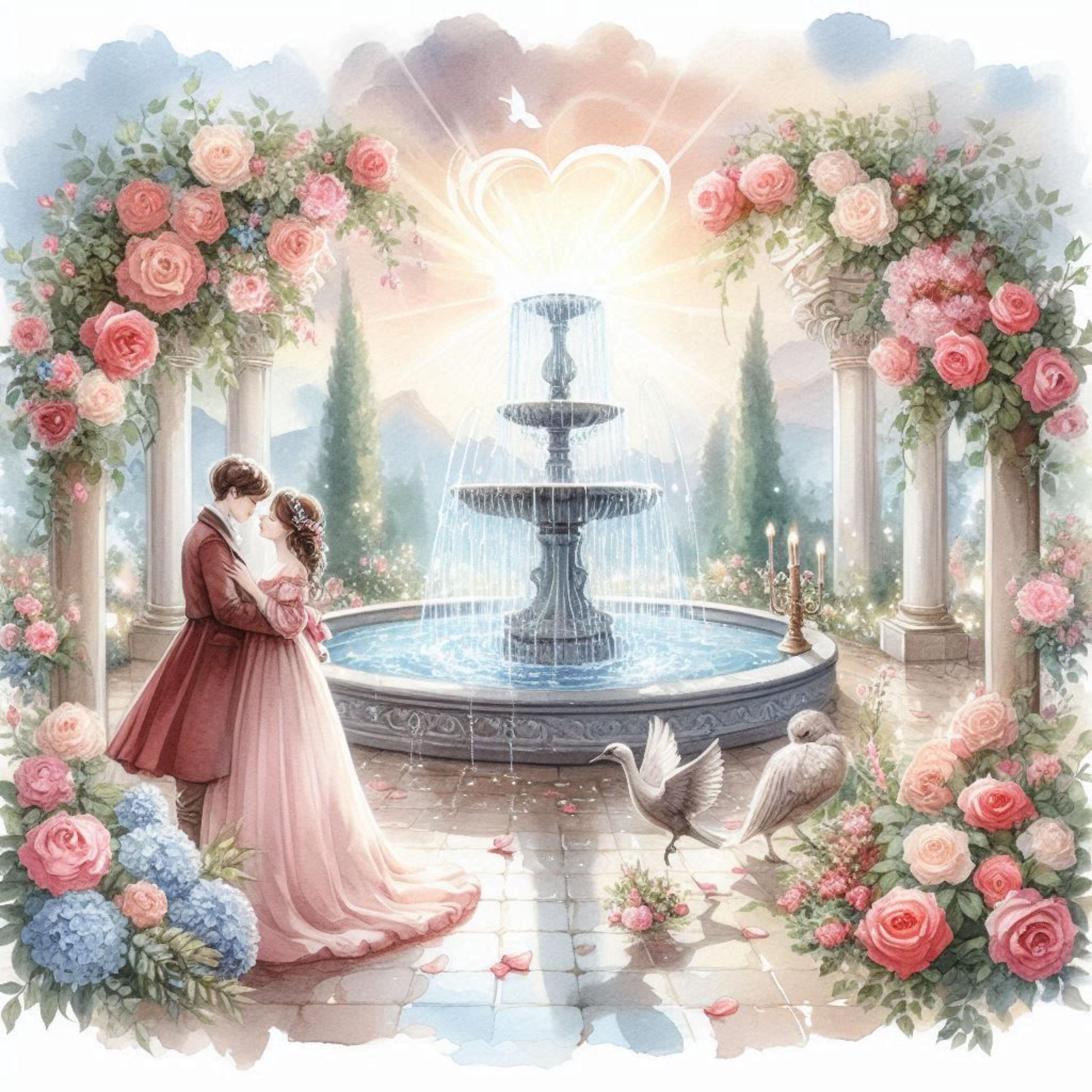 Romantic Fountain Clipart Bundle/10 Watercolour Jpg/junk Journal ...