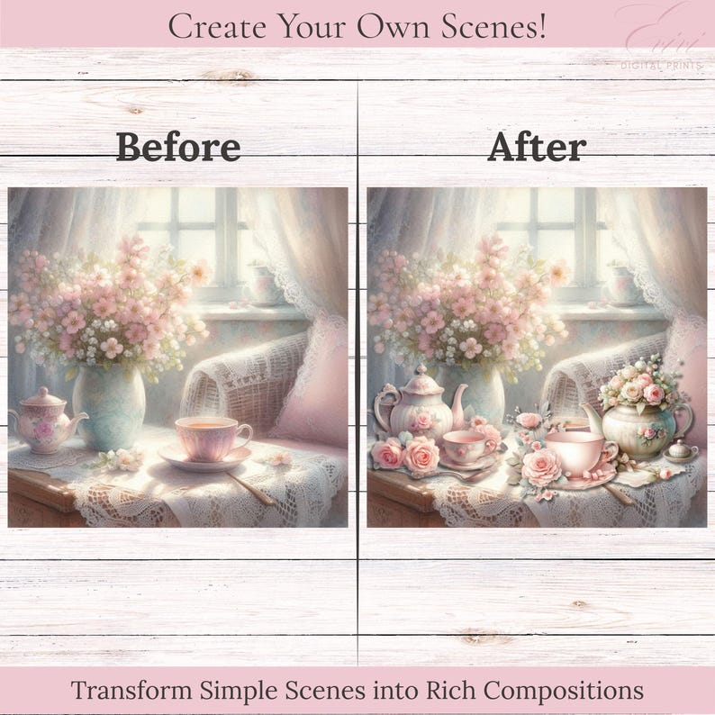 Spring Teacup Clipart Bundle • JPG + PNG Collab Pack • Soft Pastel ...