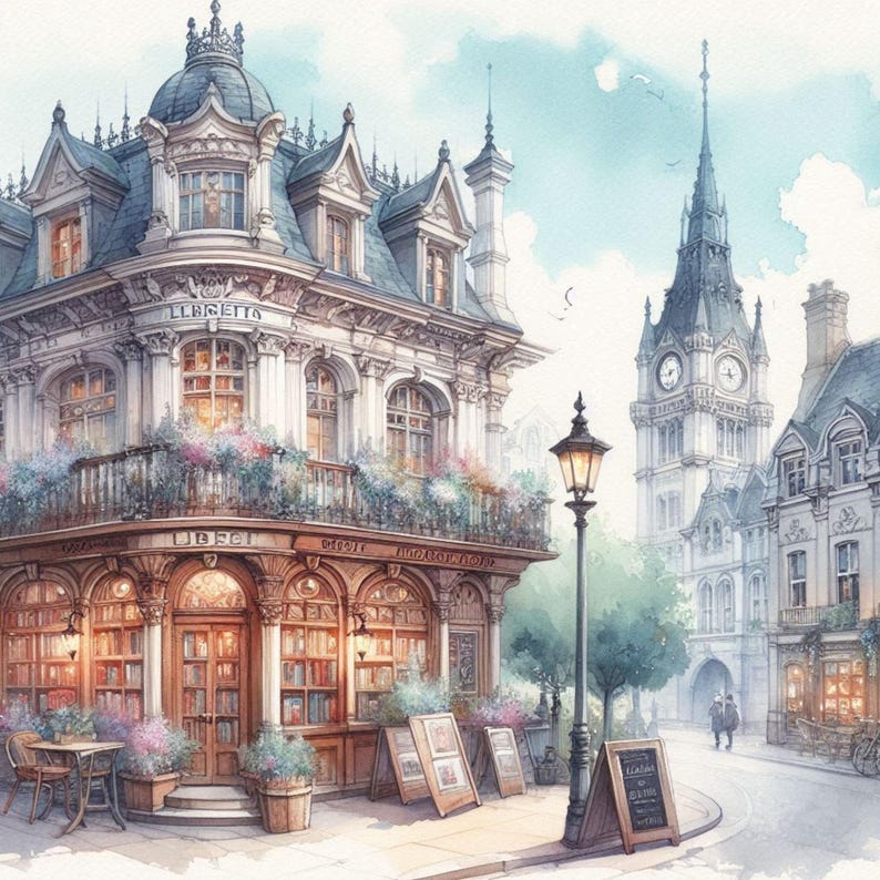 Shabby Chic Library 2 Clipart Bundle/10 Watercolour Jpgs Junk Journal ...