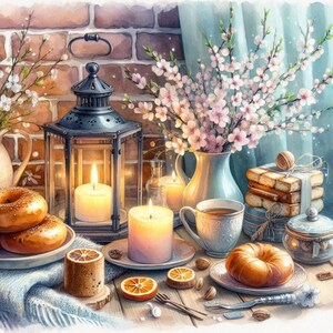 Cozy Spring Clip Art Bundle 10 High Res Watercolour Jpgs for Junk ...