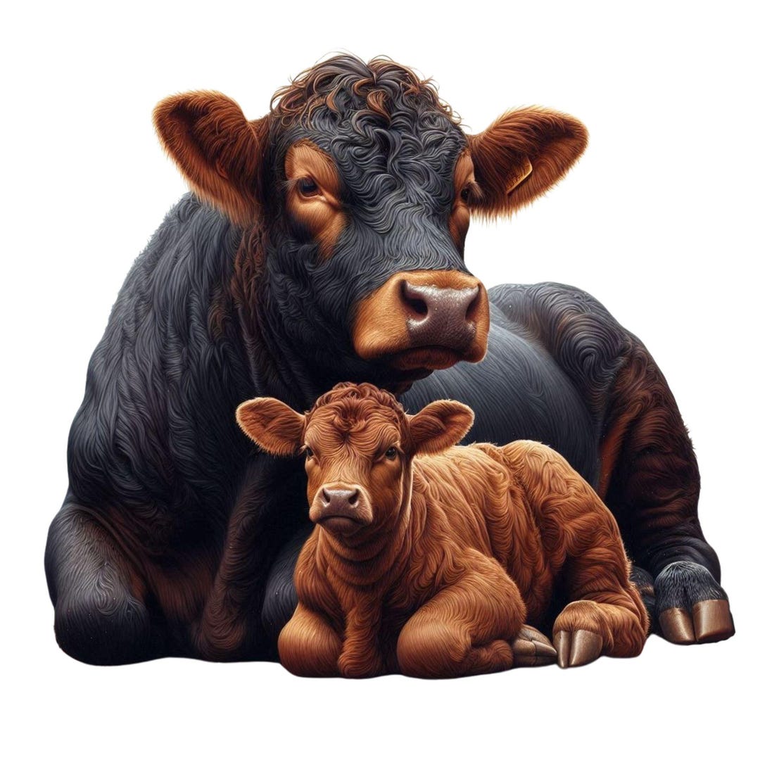 Cattle PNG, Angus Cow and Calf, Beef Cows PNG, Black Angus, Digital ...
