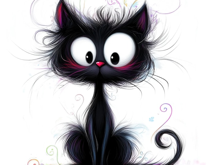 12 Frazzled Flower Cat Clip Art, Watercolor Clipart JPG, Junk ...