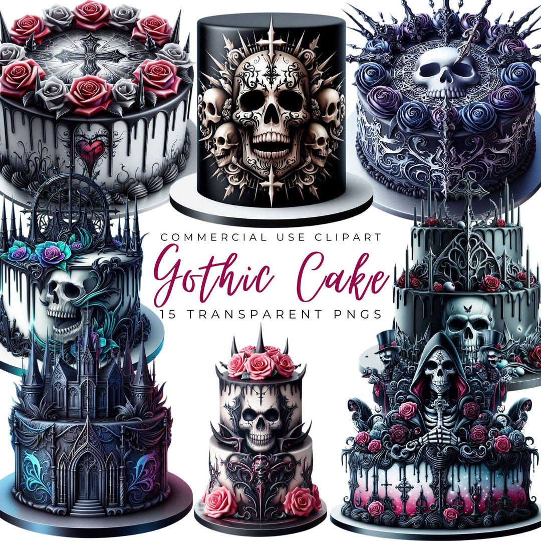 Gothic Cake Clipart Bundle PNG • Dark Academia Bakery • Victorian ...