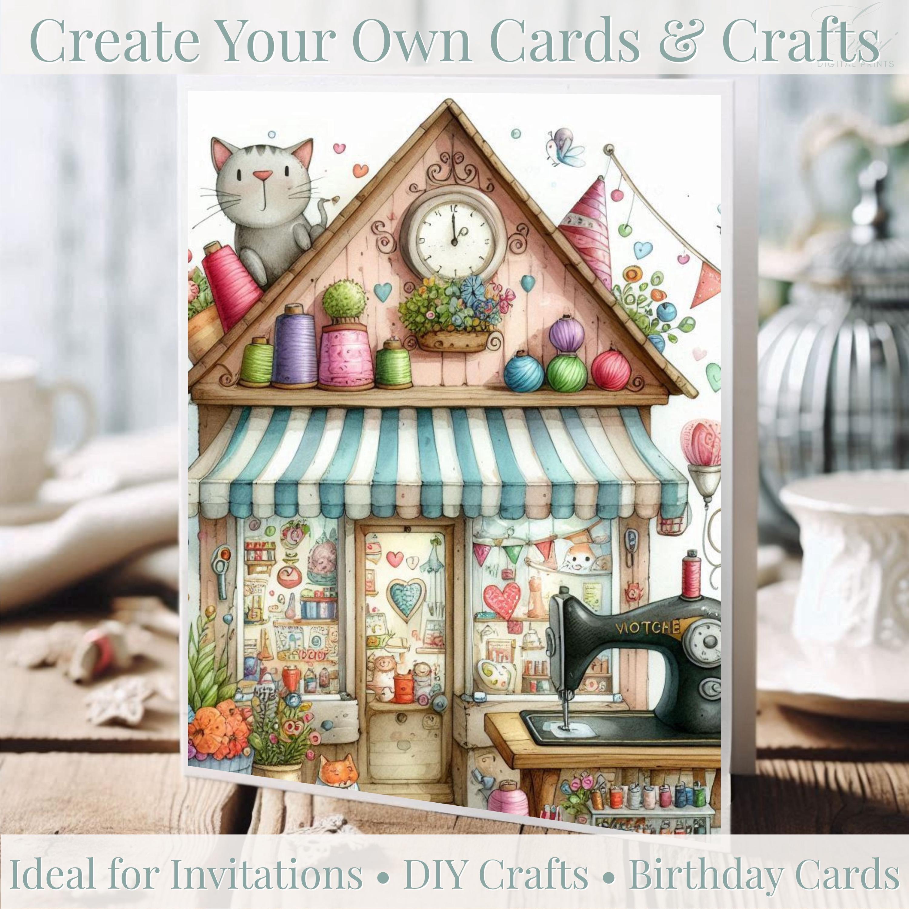Whimsical Sewing Shop Clipart Bundle, Watercolor Sewing Room Jpgs, Junk ...