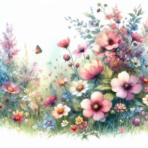 Shabby Chic Spring Flowers Clip Art Bundle 10 Watercolour JPG Junk ...