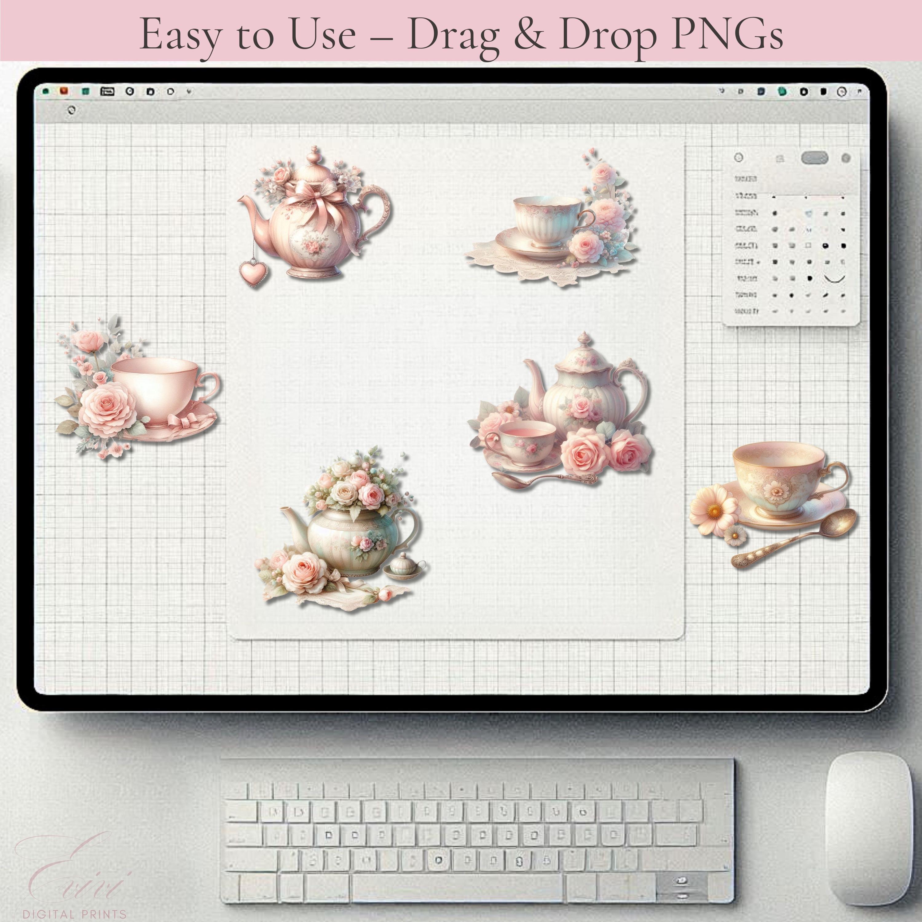 Spring Teacup Clipart Bundle • JPG + PNG Collab Pack • Soft Pastel ...
