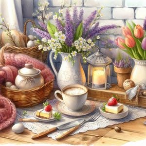 Cozy Spring Clip Art Bundle 10 High Res Watercolour Jpgs for Junk ...