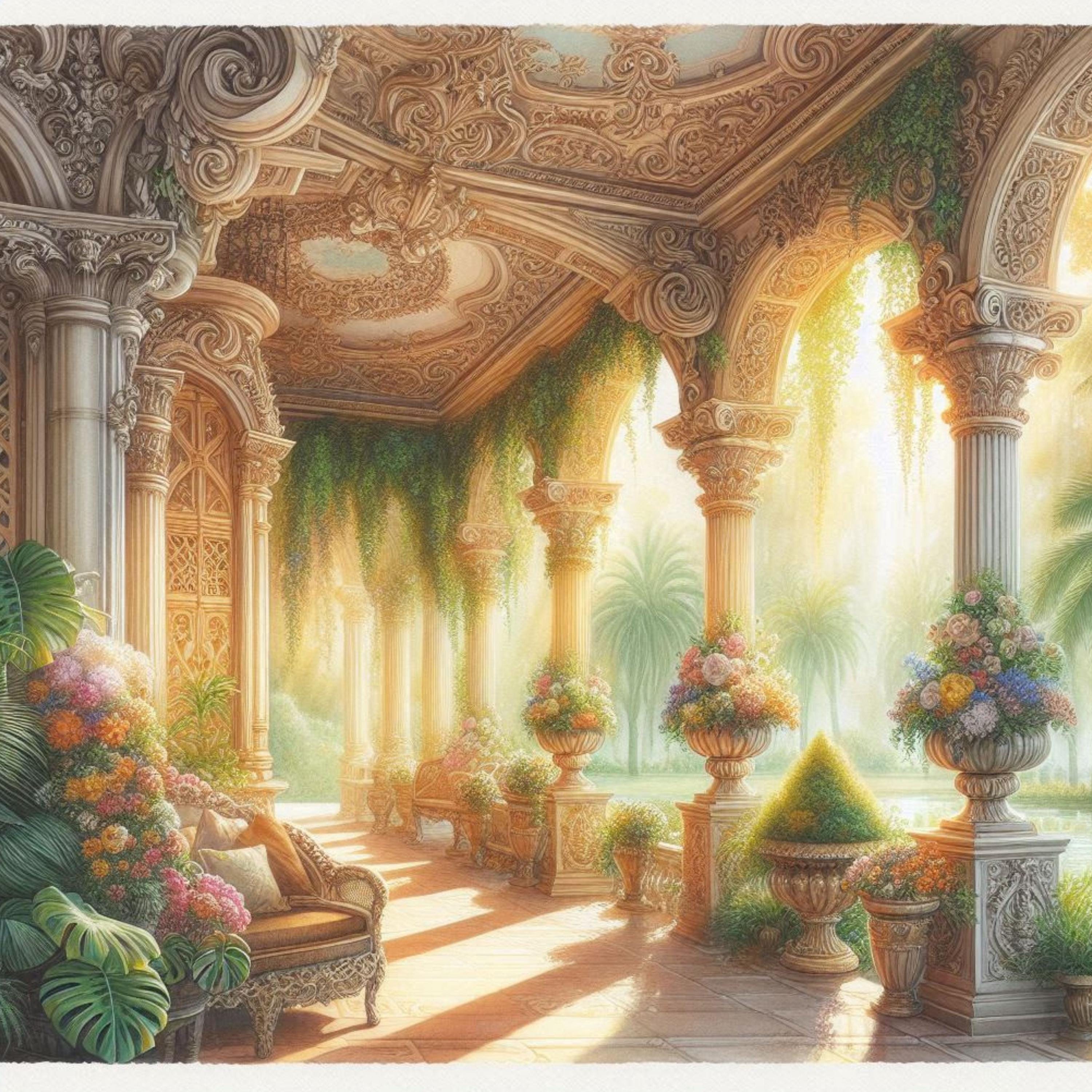 Rococo Veranda Clip Art Bundle 10 High Res Watercolour Jpgs for Junk ...