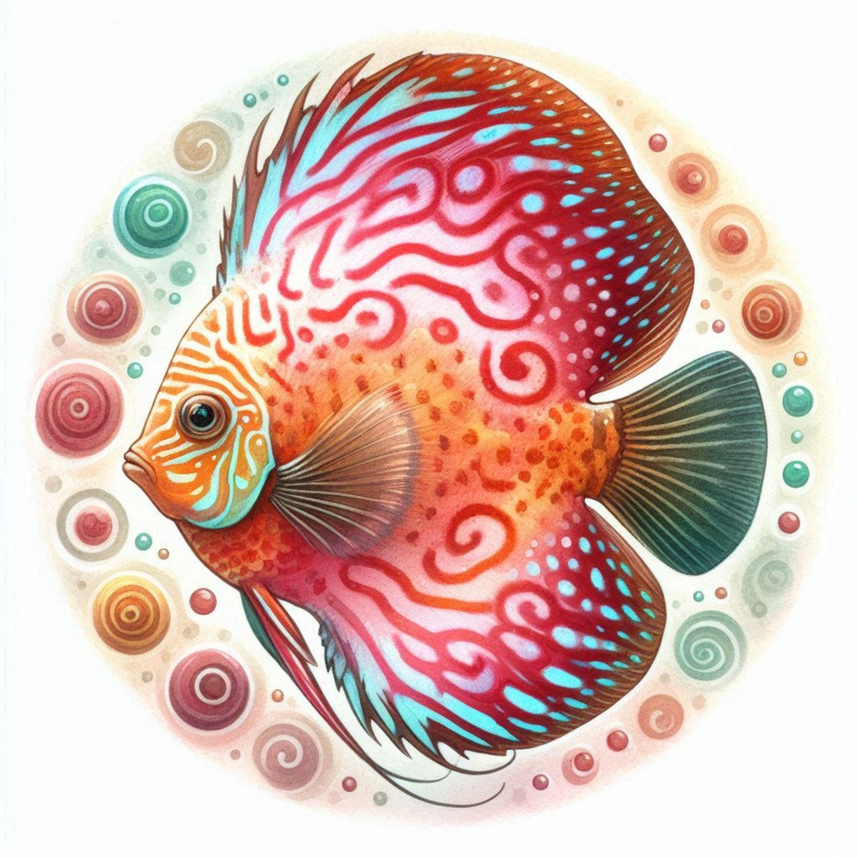 Discus Fish Clip Art Bundle/10 High Res Watercolour Jpg/junk Journal ...