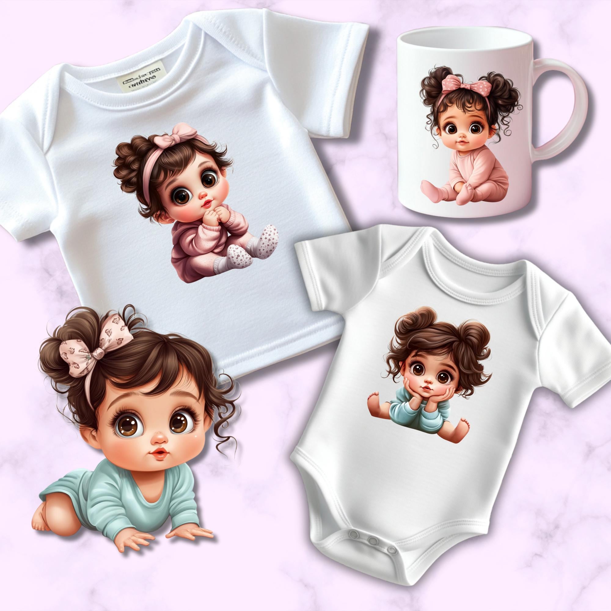 Adorable Chibi-style Newborn Baby Girl Clipart, 16 PNG, Transparent ...
