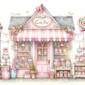 Shabby Chic Candy Shop Clip Art Bundle 10 Watercolour Jpgs Junk Journal ...