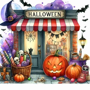 Halloween Shop Clip Art Bundle 12 Watercolour Jpgs Junk Journal ...