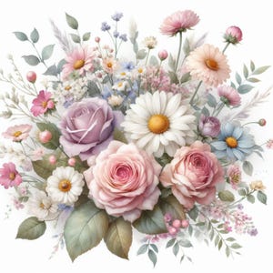 Shabby Chic Flowers Clip Art Bundle 10 High Res Watercolour Jpgs for ...