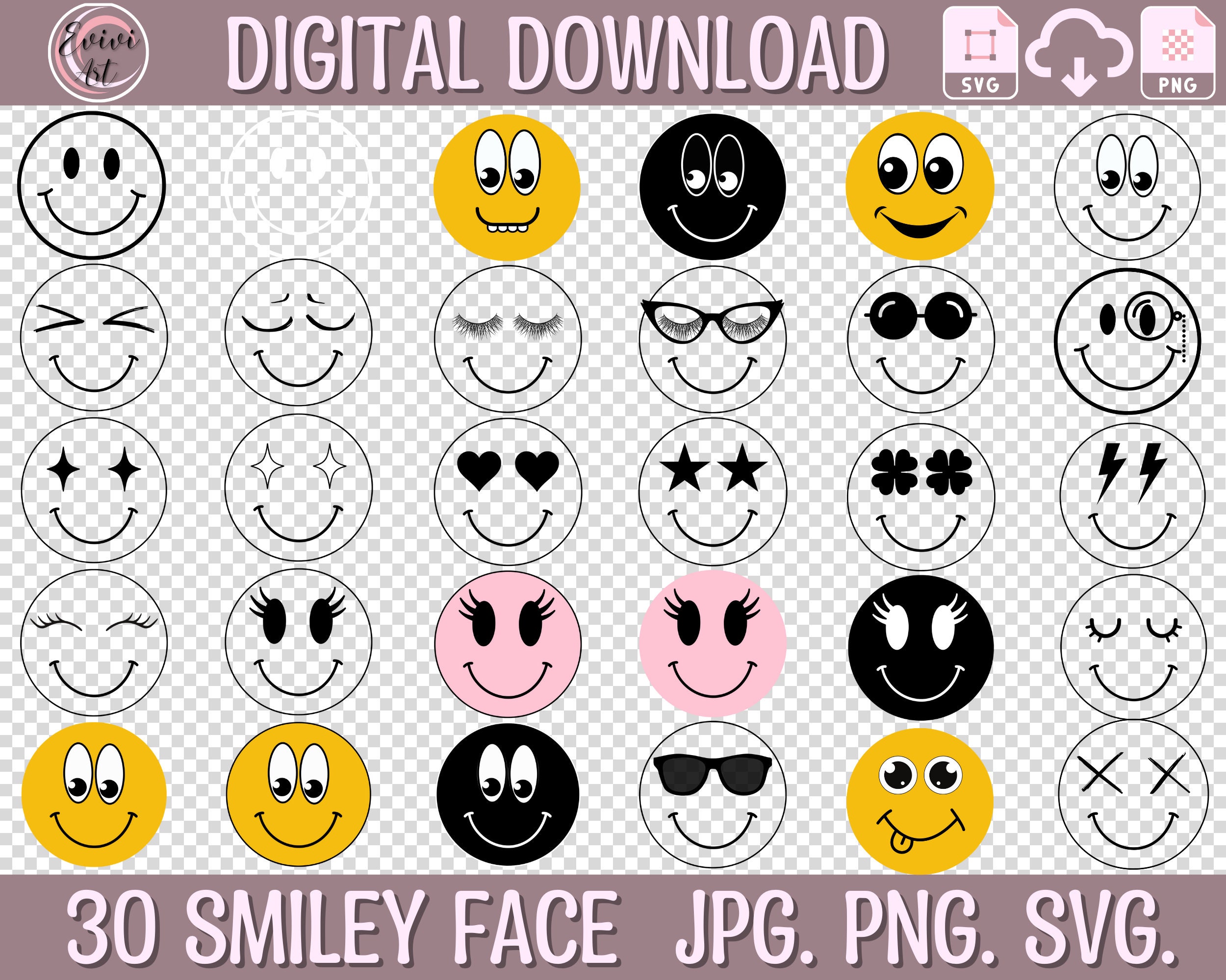Smiley Face Svg Bundle, Smiley Face Svg, Smiley Face,png,dxf,svg,happy ...