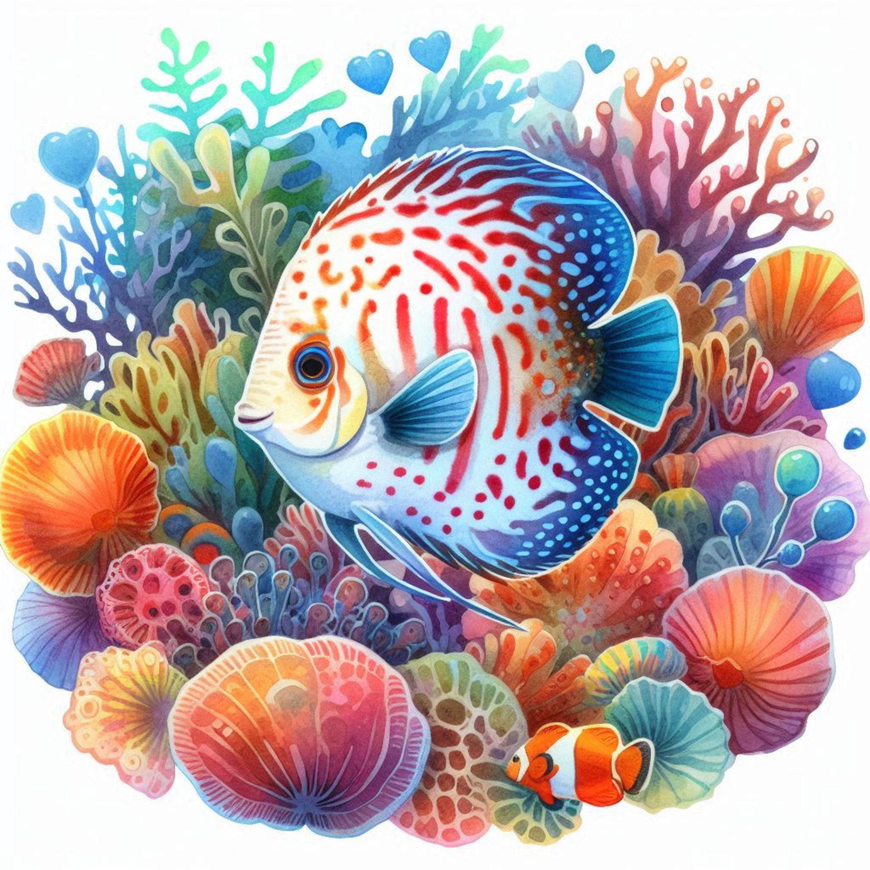 Discus Fish Clip Art Bundle/10 High Res Watercolour Jpg/junk Journal ...