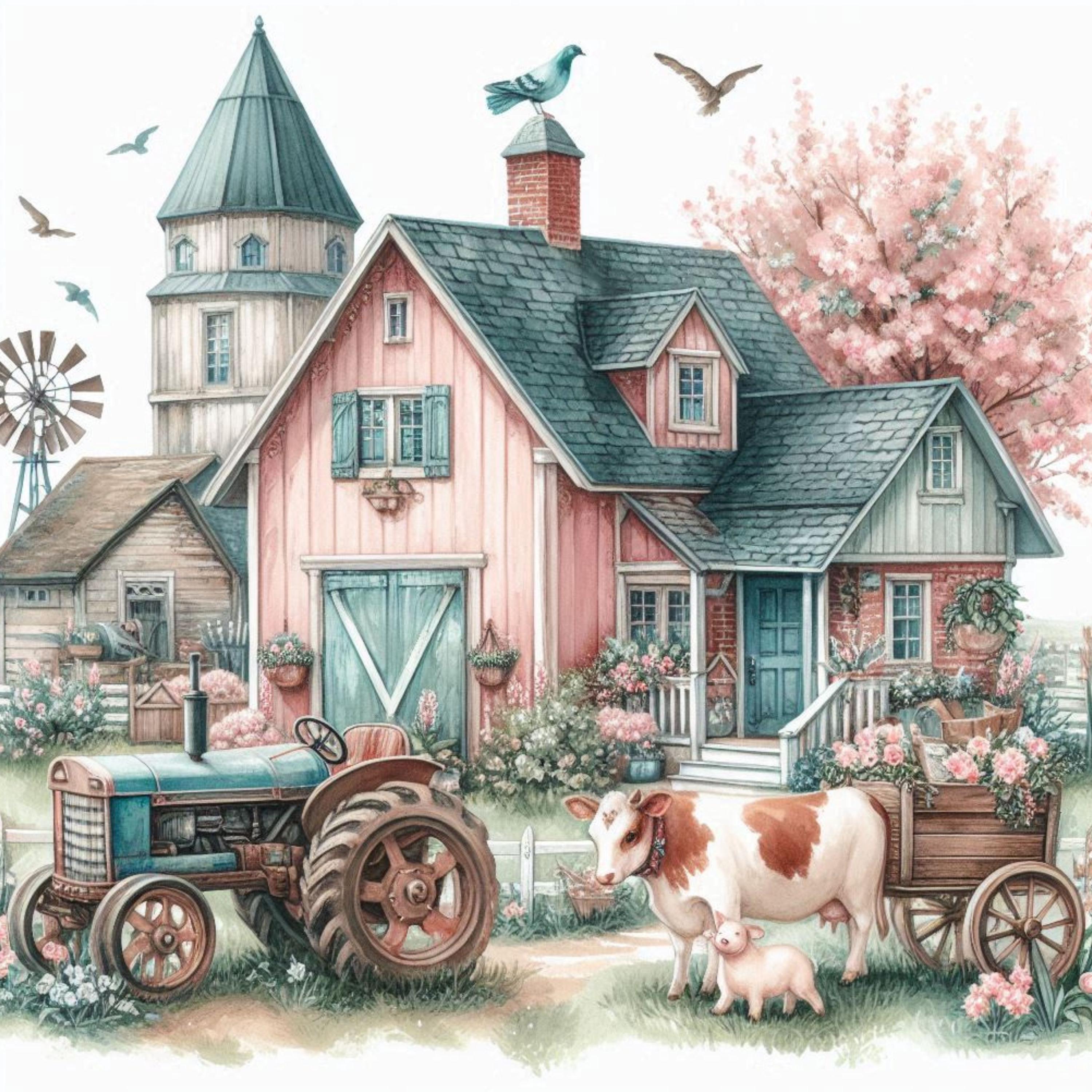 Shabby Chic Farm Clip Art Bundle/10 Watercolour Jpgs Junk Journal ...