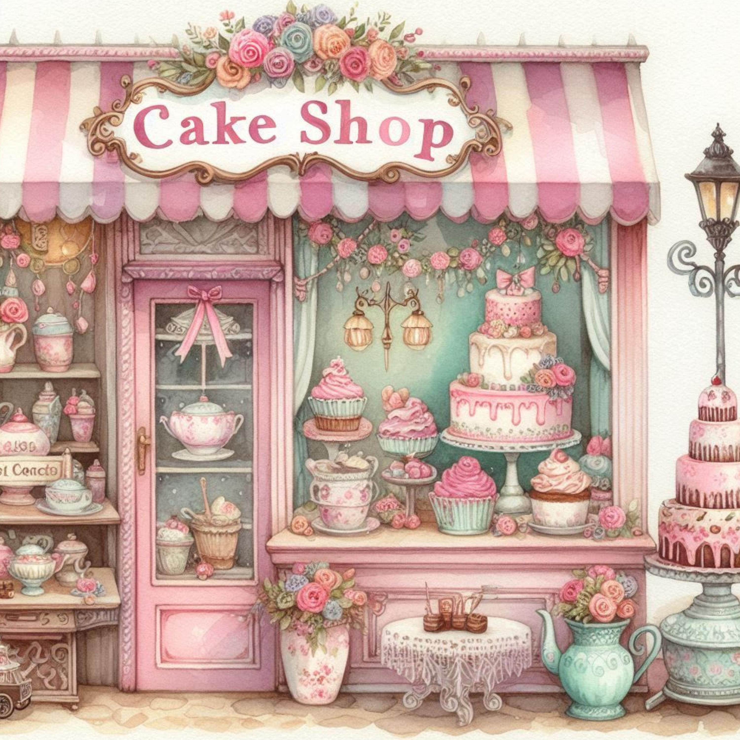 Shabby Chic Cake Shop Clip Art Bundle 10 Watercolour JPG Junk Journal ...