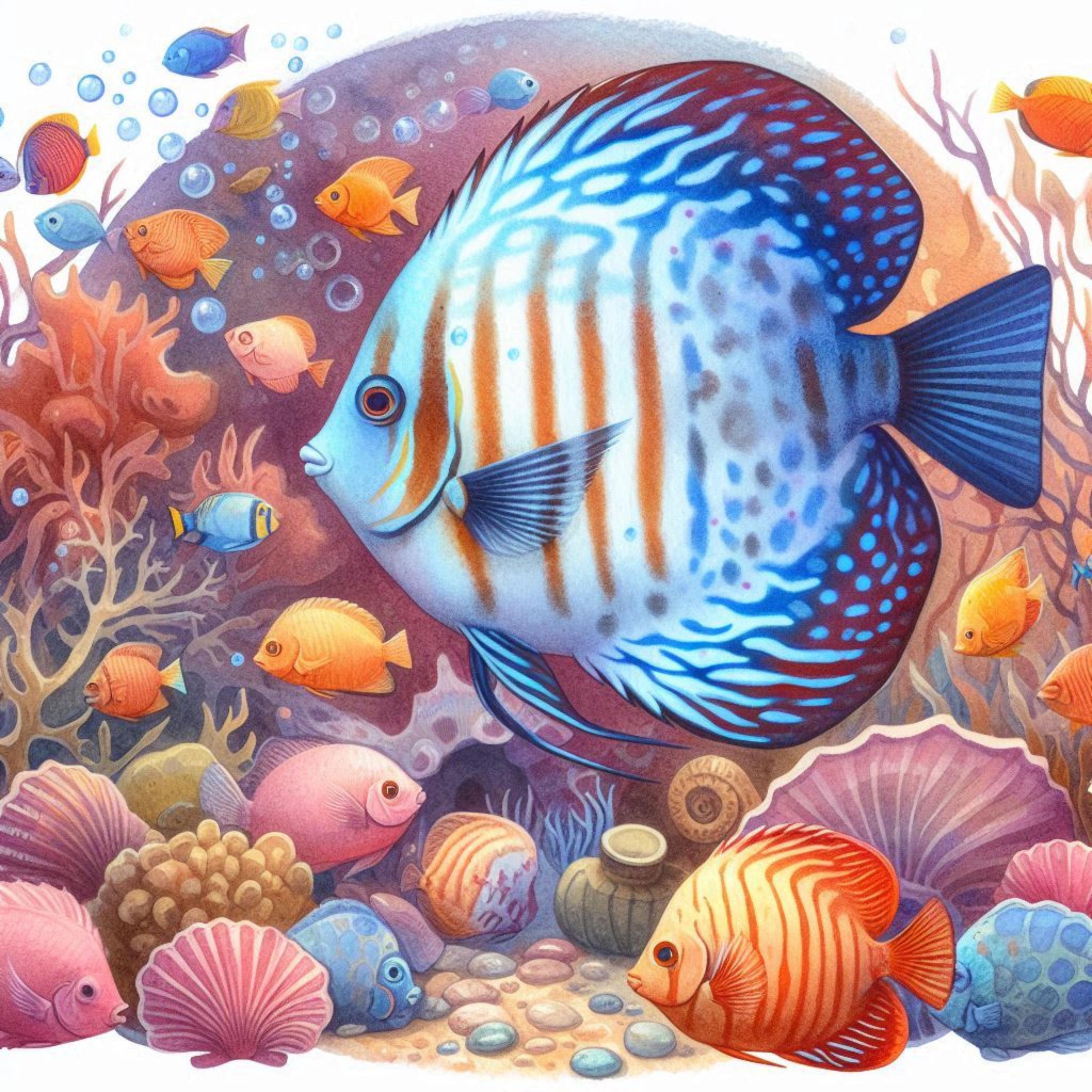 Discus Fish Clip Art Bundle/10 High Res Watercolour Jpg/junk Journal ...