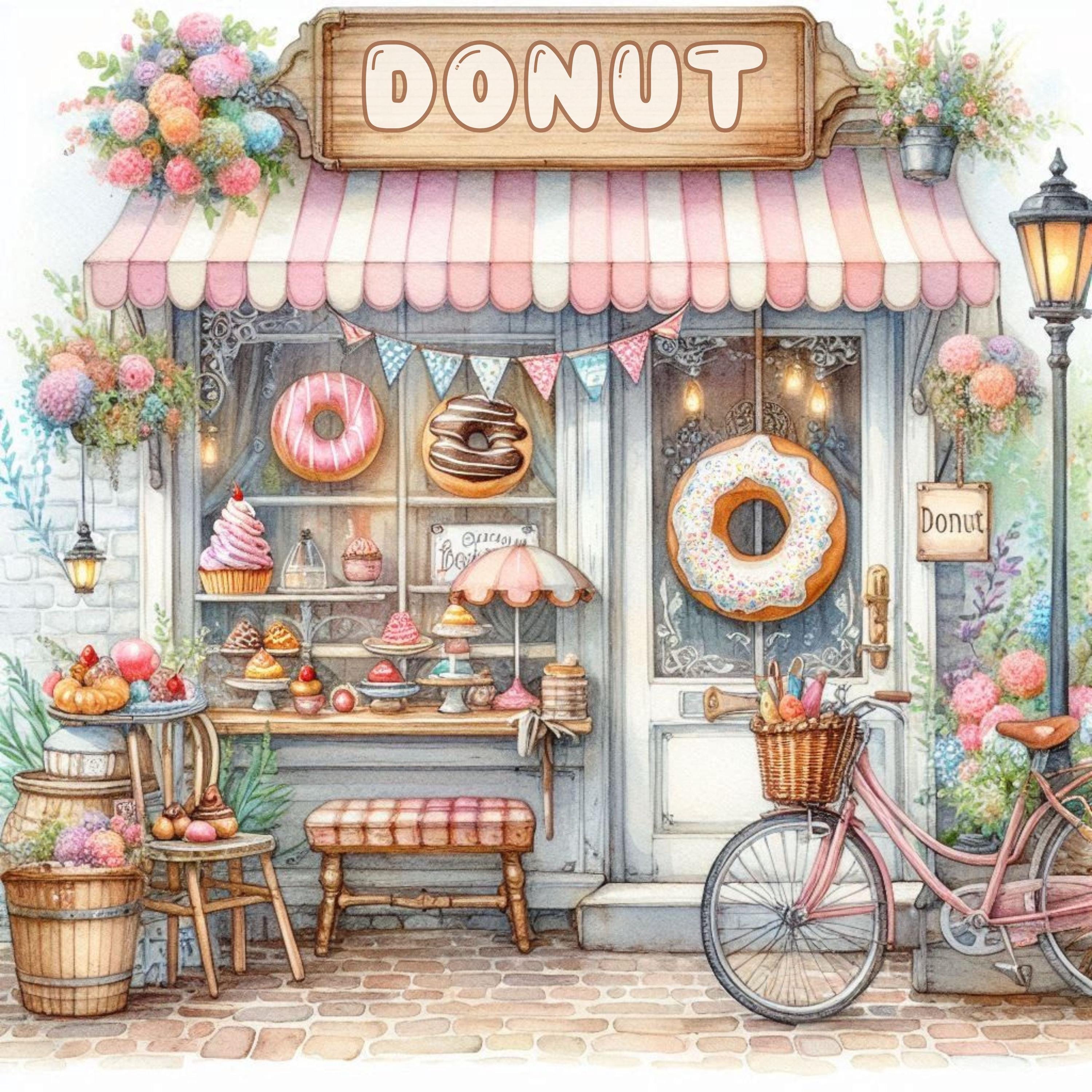 Shabby Chic Donut Shop Clip Art Bundle 13 Watercolour Jpgs Junk Journal ...