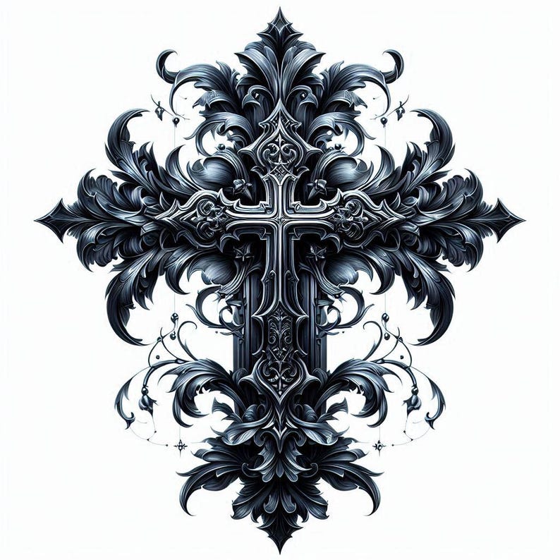 Gothic Cross PNG Bundle, Gothic Clipart Set, Dark Crosses, Watercolor ...