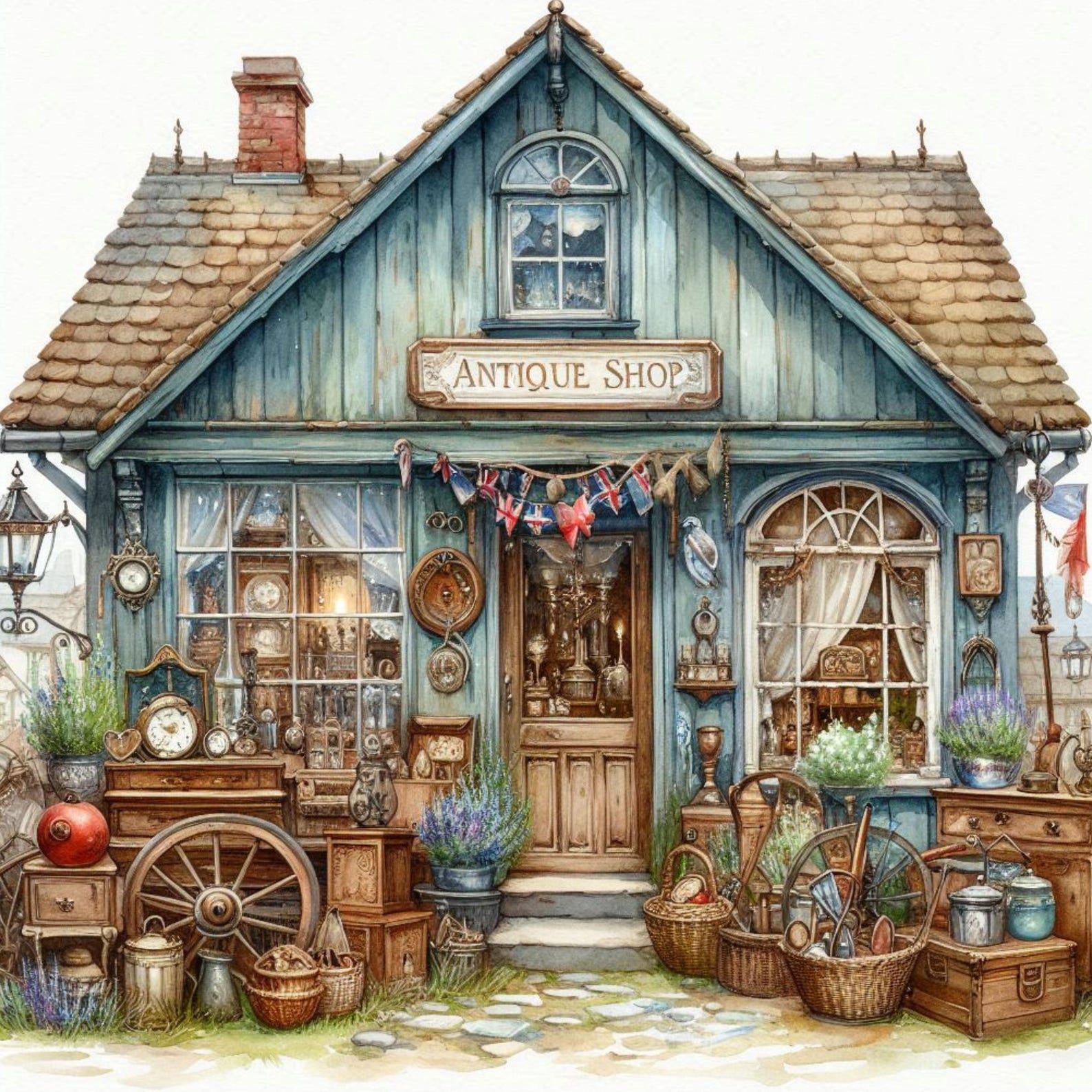 Rustic Antique Shop Clip Art Bundle 10 High Res Watercolor Jpgs Junk ...