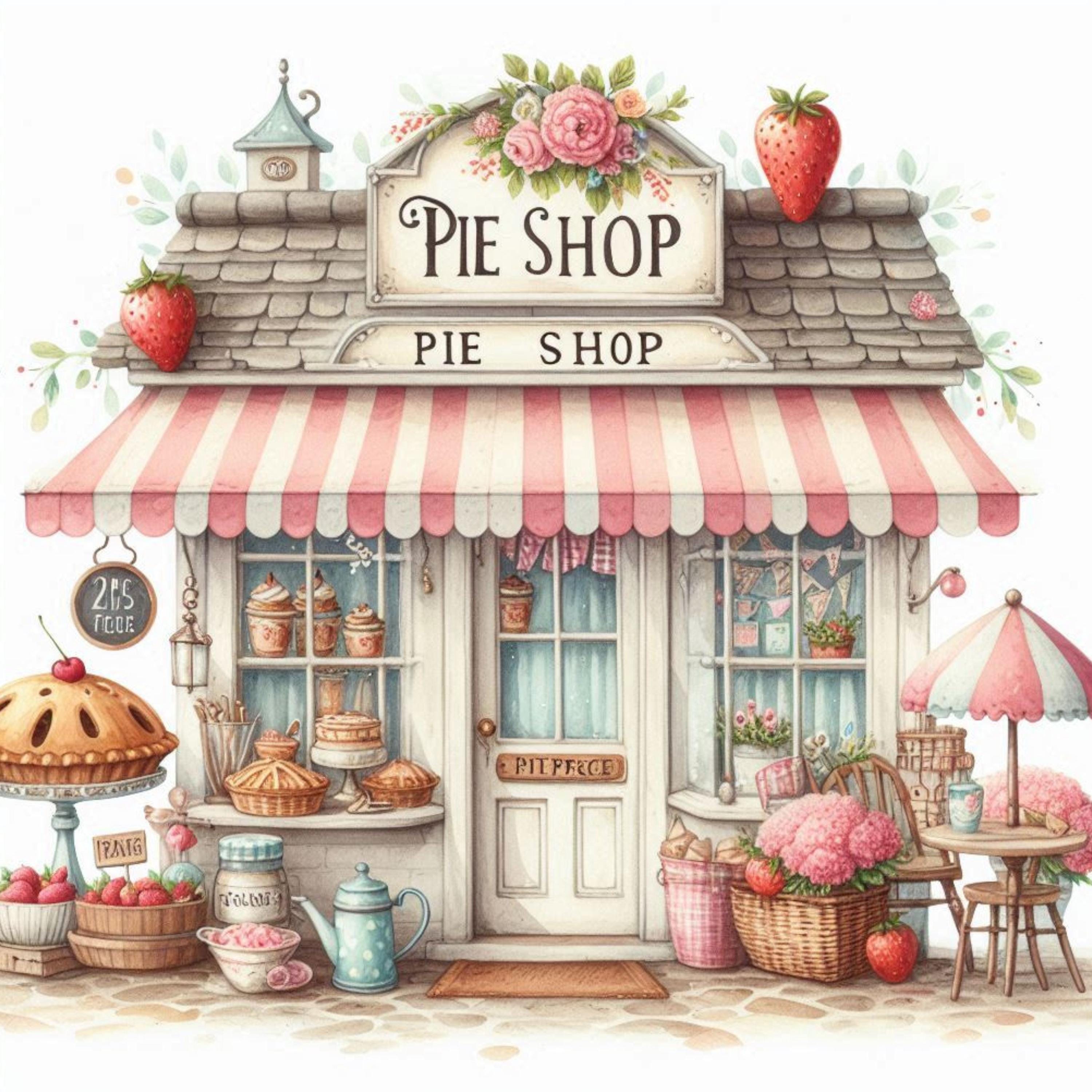 Shabby Chic Pie Shop Printable Paper Set, Vintage Bakery Wall Art, Junk ...