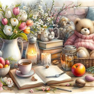 Cozy Spring Clip Art Bundle 10 High Res Watercolour Jpgs for Junk ...