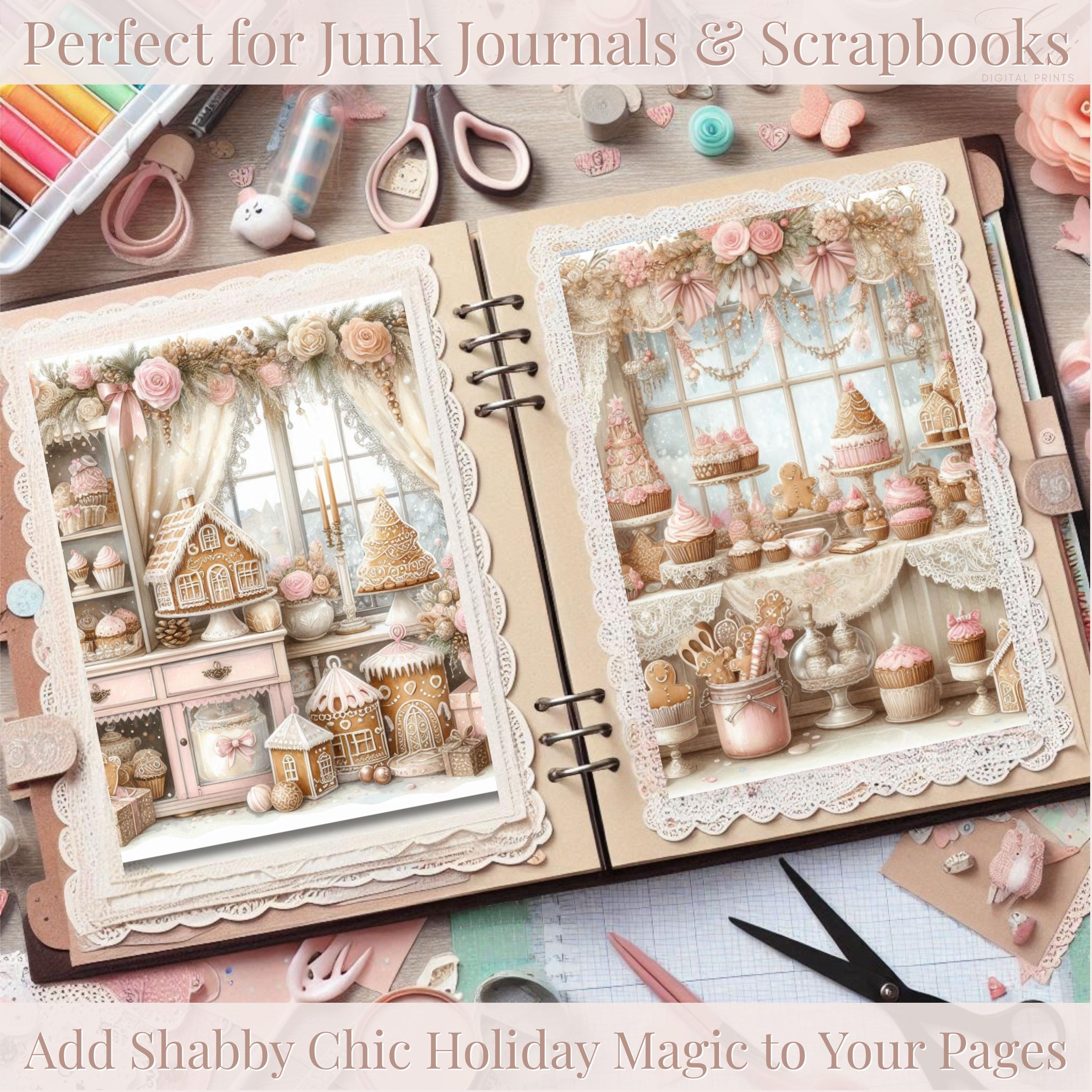 Shabby Chic Gingerbread Bakery Clipart Set, Pink Christmas Cottage Jpg ...