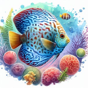 Discus Fish Clip Art Bundle/10 High Res Watercolour Jpg/junk Journal ...